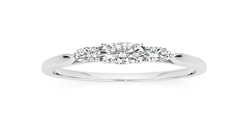 18ct White Gold Diamond Trilogy Ring | Angus & Coote