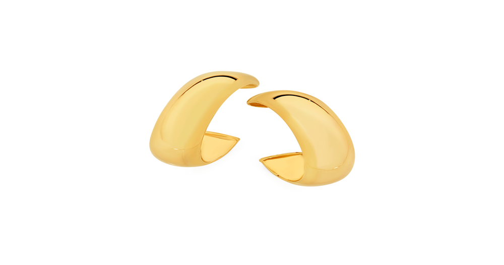 9ct Gold 10mm Half Round Half Hoop Stud Earrings | Angus & Coote