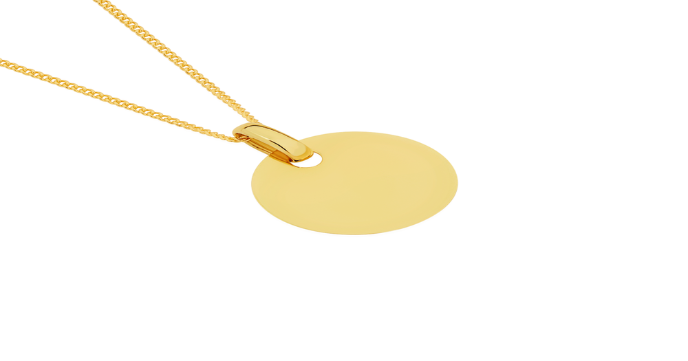9ct Gold 20mm Round Disc Pendant | Angus & Coote
