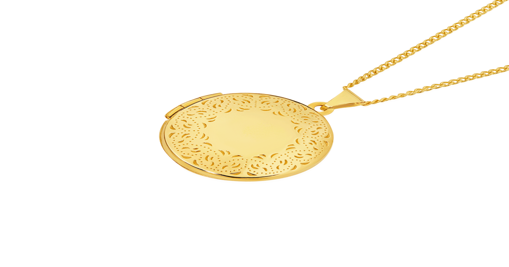 9ct Gold 21mm Filigree Round Locket | Angus & Coote
