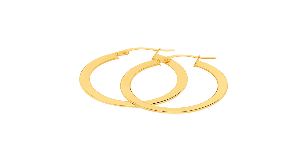 9ct Gold 2.5x20mm Square Tube Hoop Earrings | Angus & Coote