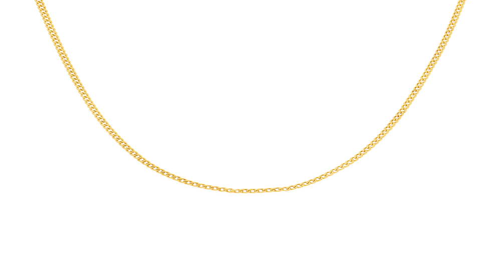 9ct Gold 35cm Solid Fine Curb Chain | Angus & Coote