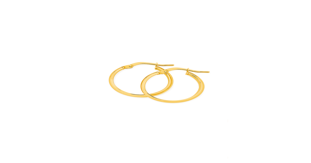 9ct Gold 3x15mm Half Round Hoop Earrings | Angus & Coote