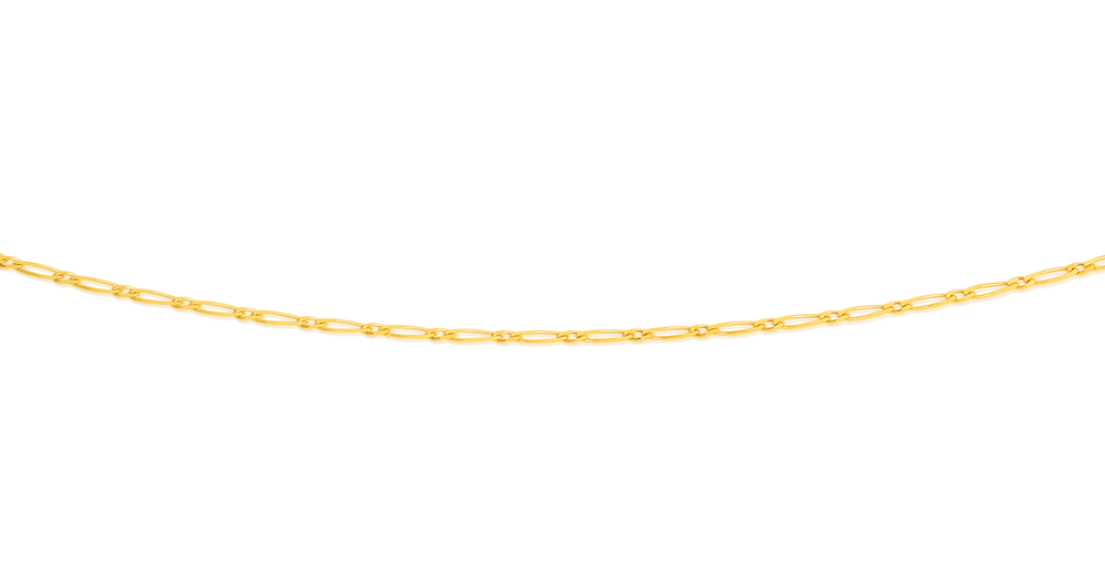 9ct Gold 40cm Solid Figaro 1+1 Chain | Angus & Coote