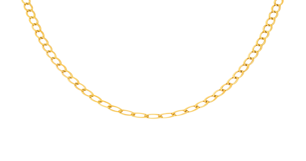 9ct Gold 45cm Solid Diamond-cut Curb Chain | Angus & Coote