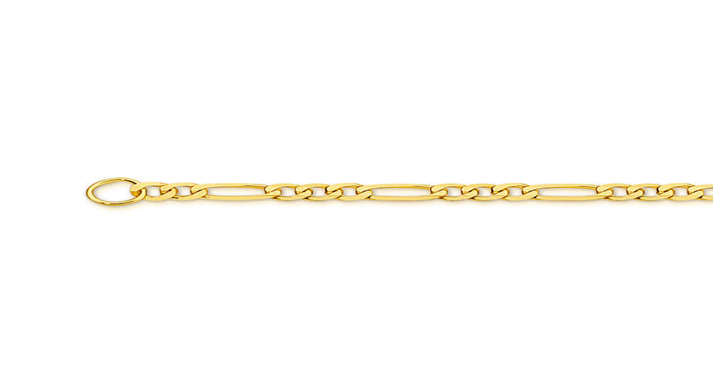 9ct Gold 45cm Solid Figaro 3+1 Chain | Angus & Coote
