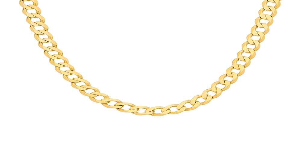 9ct Gold 45cm Solid Flat Open Oval Curb Chain | Angus & Coote