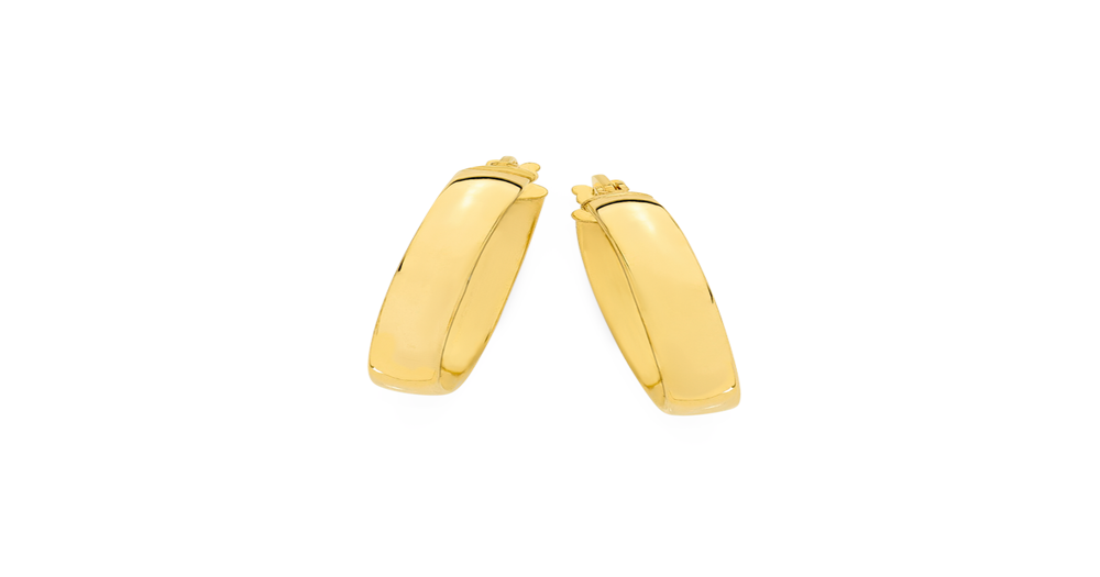 9ct Gold 4x20mm Polished Half Round Hoop Earrings | Angus & Coote