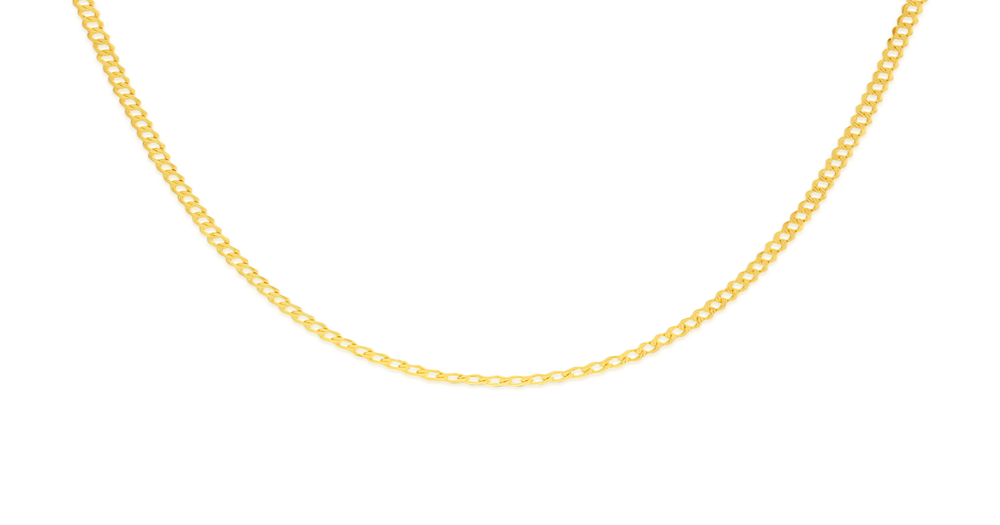 9ct Gold 50cm Solid Diamond-cut Curb Chain | Angus & Coote