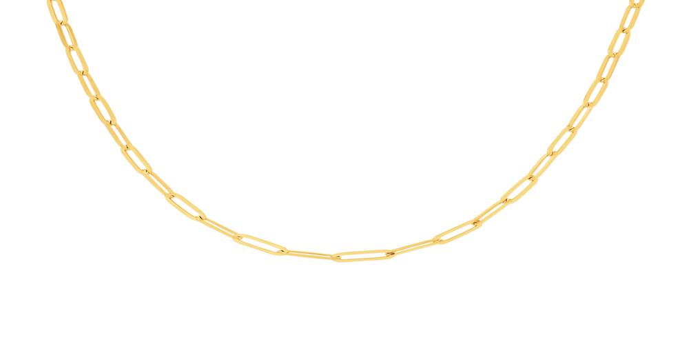 9ct Gold 50cm Solid Flat Paperclip Chain | Angus & Coote