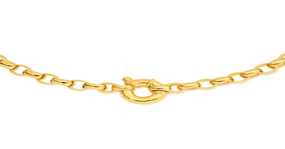 9ct Gold 50cm Solid Oval Belcher Bolt Ring Necklet | Angus & Coote