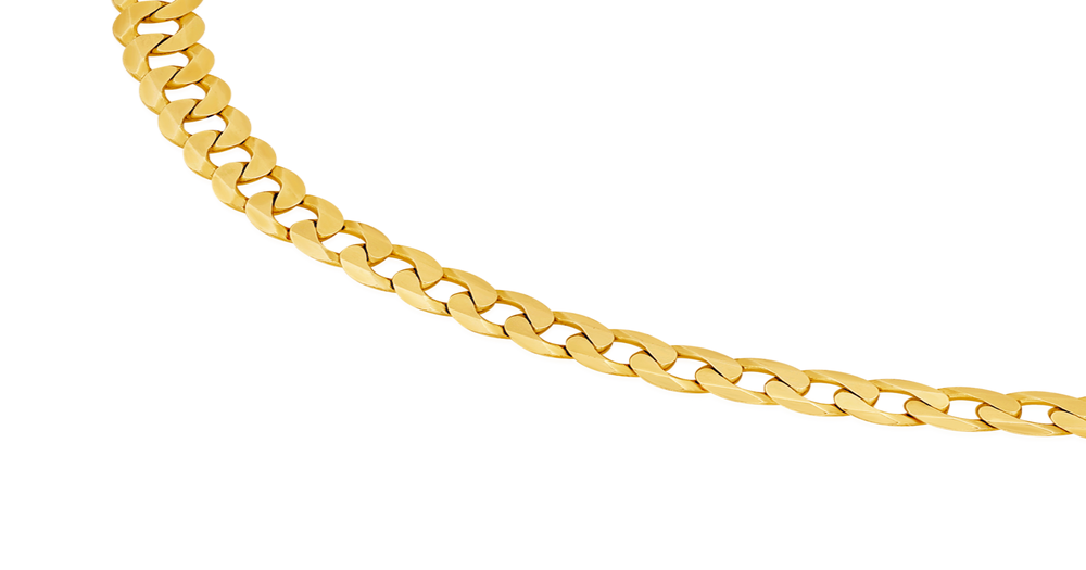 9ct Gold 60cm Solid Flat Close Curb Chain | Angus & Coote