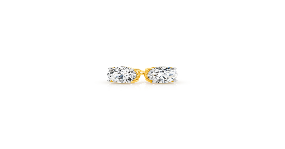 9ct Gold 6mm Cubic Zirconia Stud Earrings in Clear | Angus & Coote