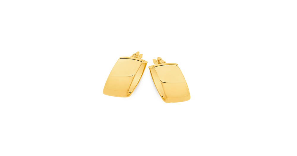 9ct Gold 6x15mm Half Round Hoop Earrings | Angus & Coote