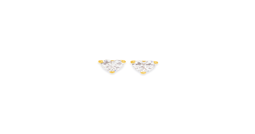 9ct Gold Cubic Zirconia Stud Earrings in Clear | Angus & Coote