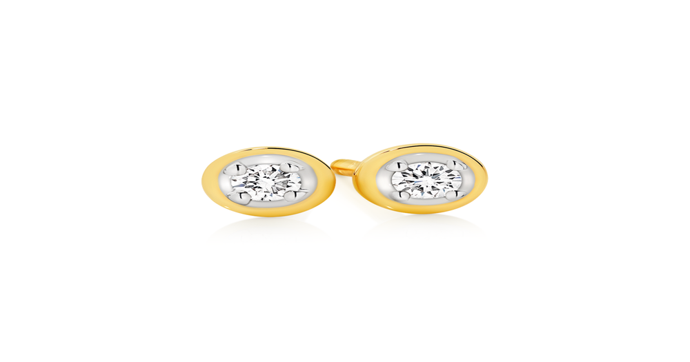 9ct Gold Diamond Bezel 4 Claw Stud Earrings | Angus & Coote