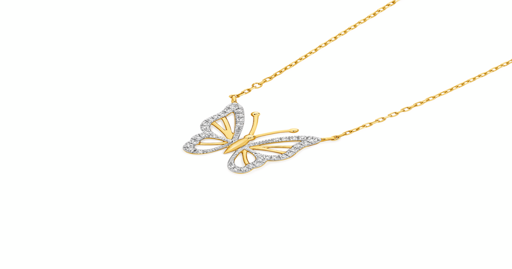 9ct Gold Diamond Butterfly Necklet | Angus & Coote