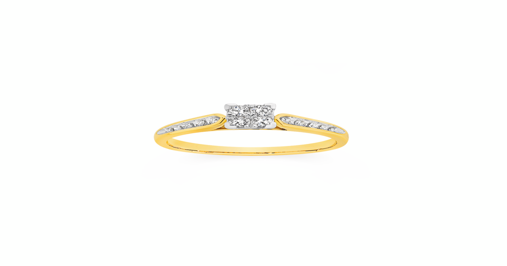 9ct Gold Diamond Cluster Square Shape Ring in White | Angus & Coote