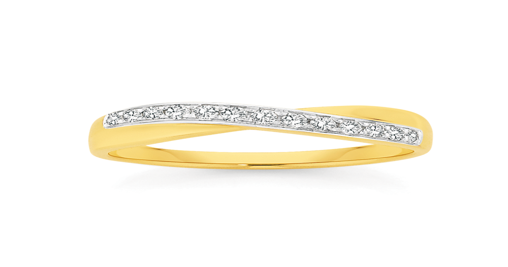 9ct Gold Diamond Crossover Band | Angus & Coote