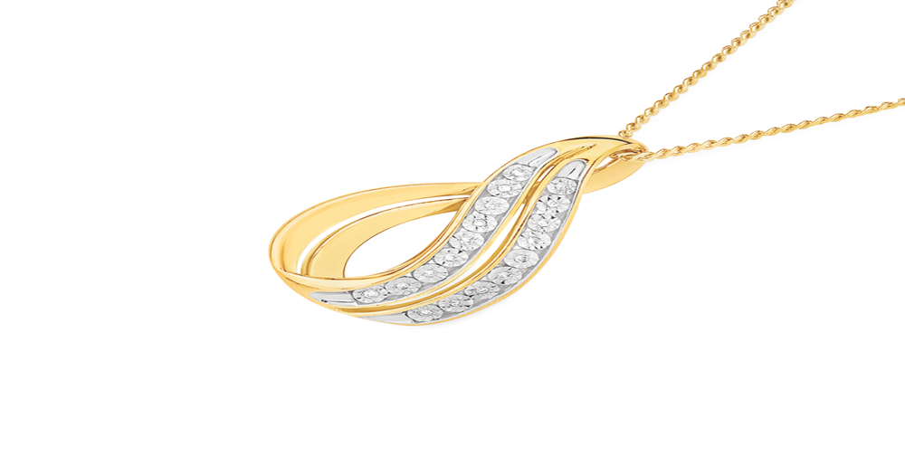 9ct Gold Diamond Double Loop Slider Pendant | Angus & Coote