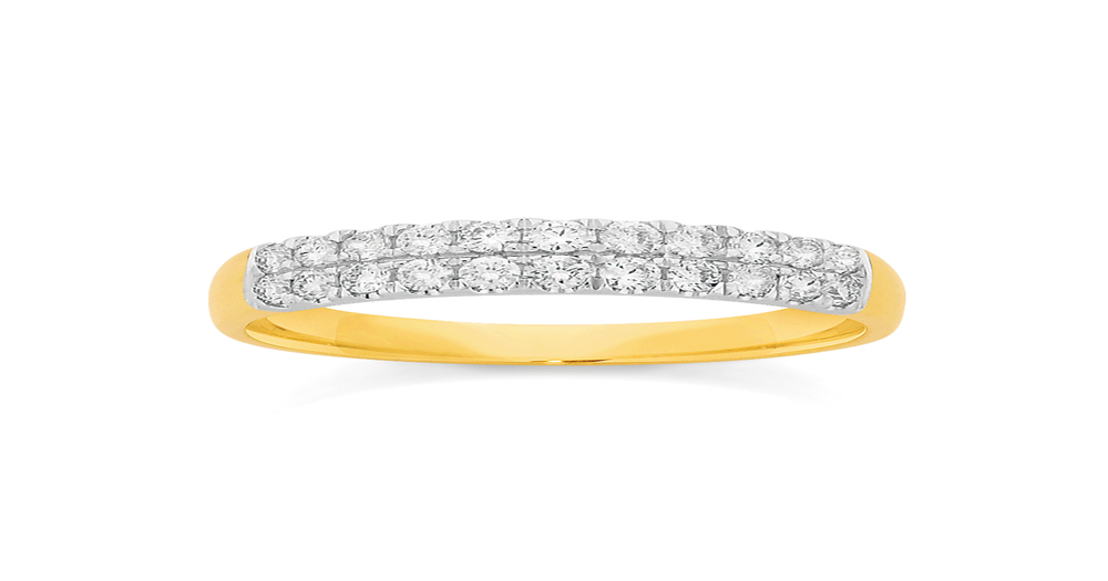 9ct Gold Diamond Double Row Band | Angus & Coote