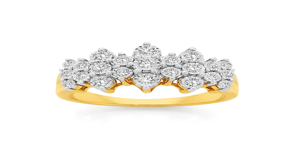 9ct Gold Diamond Fancy Cluster Dress Ring | Angus & Coote