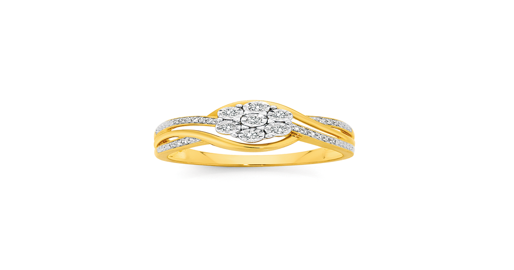 9ct Gold Diamond Flower Wrap Ring | Angus & Coote