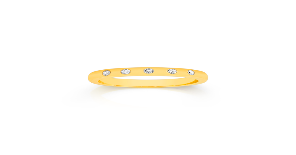 9ct Gold Diamond Hammer Set Band | Angus & Coote