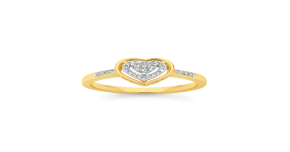 9ct Gold Diamond Heart Ring | Angus & Coote