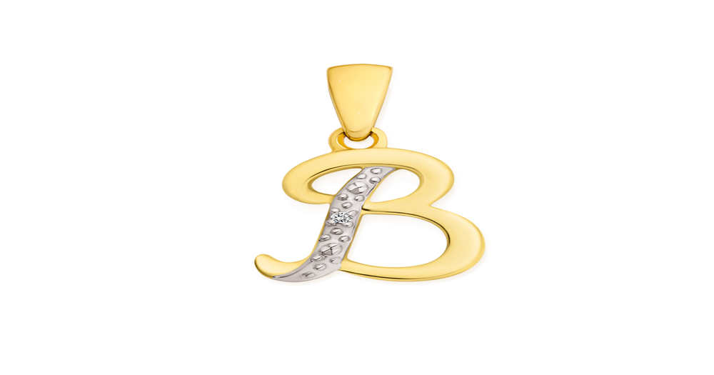 9ct Gold Diamond Initial B Pendant | Angus & Coote