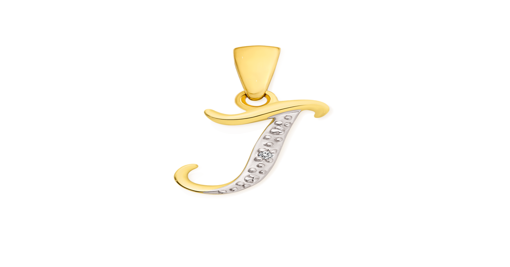 9ct Gold Diamond Initial J Pendant | Angus & Coote