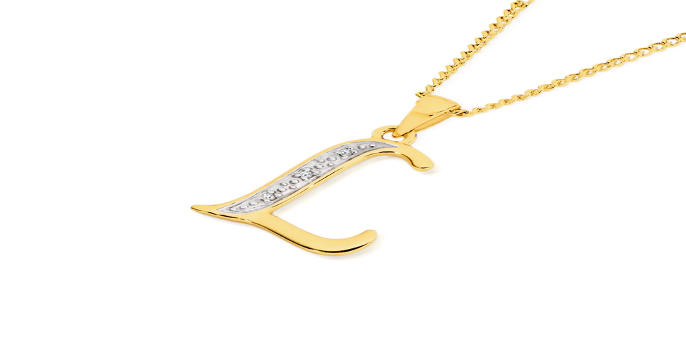 9ct Gold Diamond Initial L Pendant | Angus & Coote