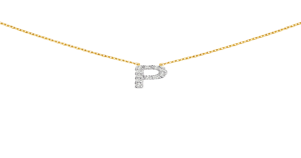 9ct Gold Diamond Initial 'p' Block Necklet | Angus & Coote