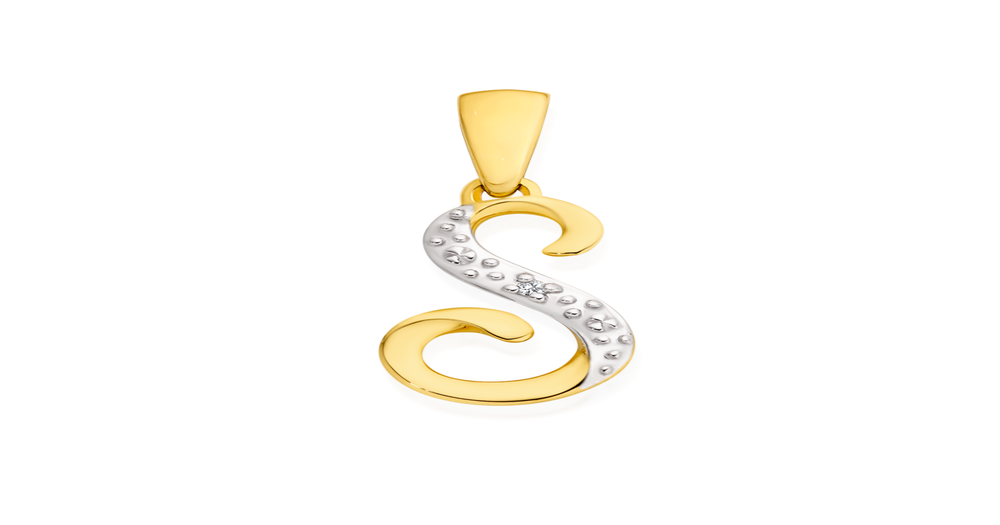 9ct Gold Diamond Initial S Pendant | Angus & Coote