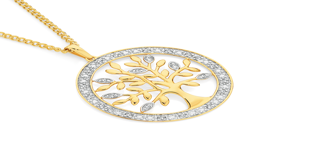 9ct Gold Diamond Tree Of Life Pendant | Angus & Coote