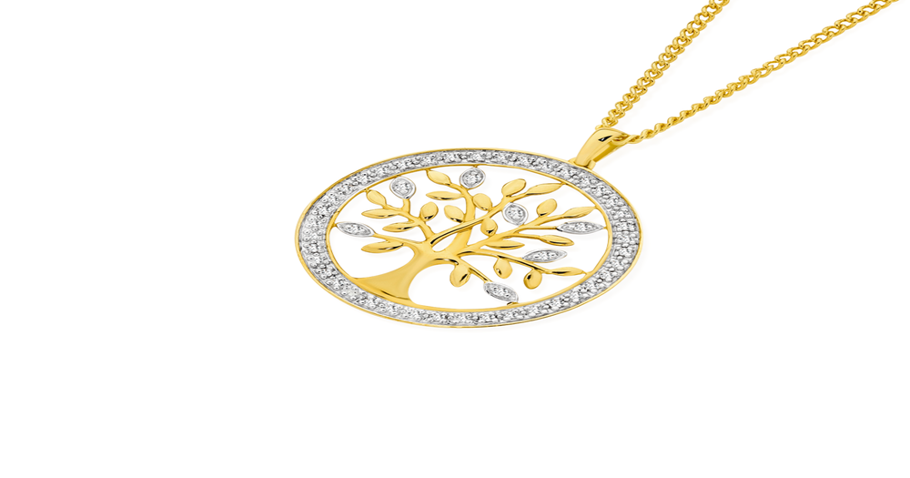 9ct Gold Diamond Tree Of Life Pendant | Angus & Coote