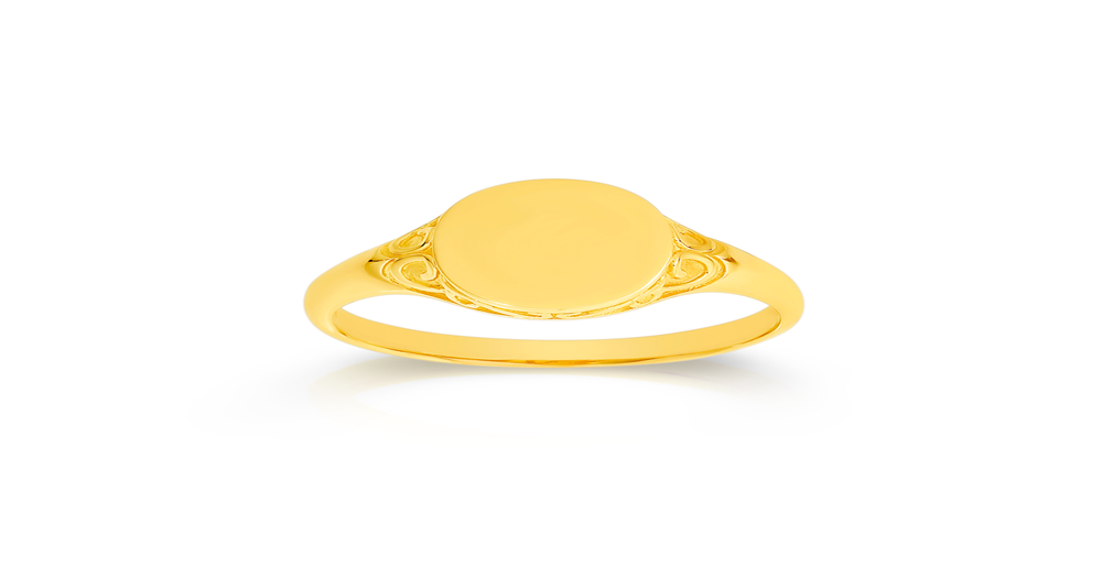 9ct Gold Filigree Oval Signet Ring | Angus & Coote