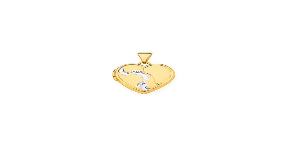 9ct Gold Footprints Heart Locket | Angus & Coote