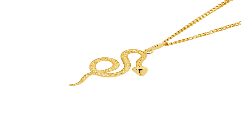 9ct Gold Patterned Snake Pendant | Angus & Coote