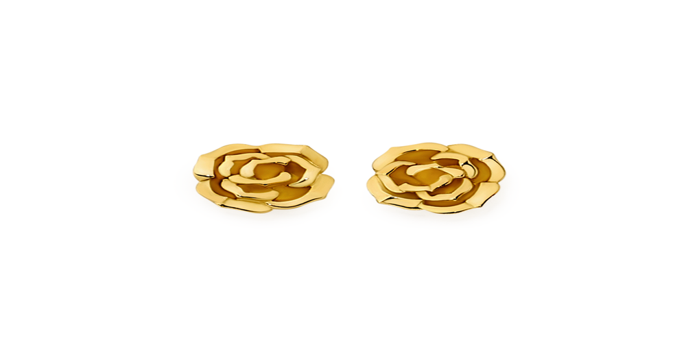 9ct Gold Rose Stud Earrings | Angus & Coote