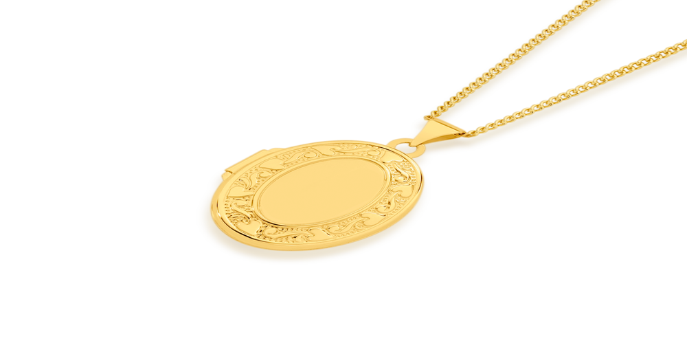 9ct Gold Scroll Oval Locket | Angus & Coote