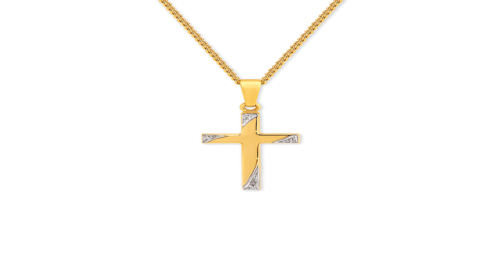 9ct Gold Two Tone Cross Pendant | Angus & Coote