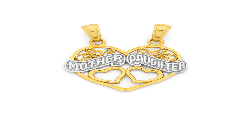 9ct Gold Two Tone Mother & Daughter Pendant | Angus & Coote