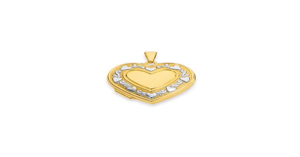 9ct Gold Two Tone Multi Hearts Locket | Angus & Coote