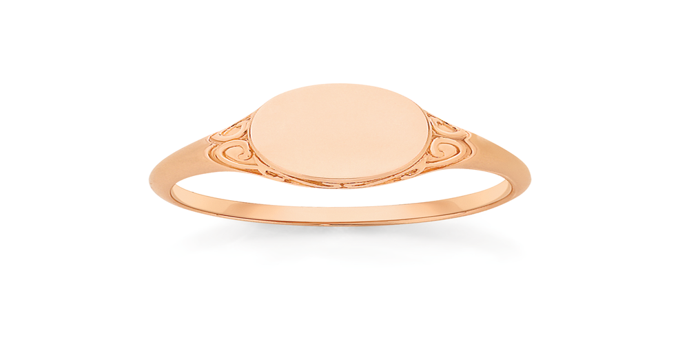 9ct Rose Gold Filigree Oval Signet Ring | Angus & Coote