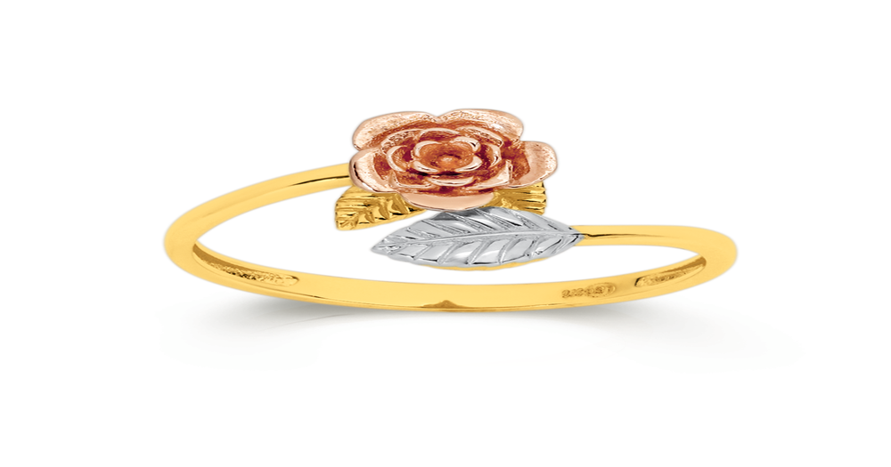 9ct Tri Tone Gold Rose Wrap Ring | Angus & Coote