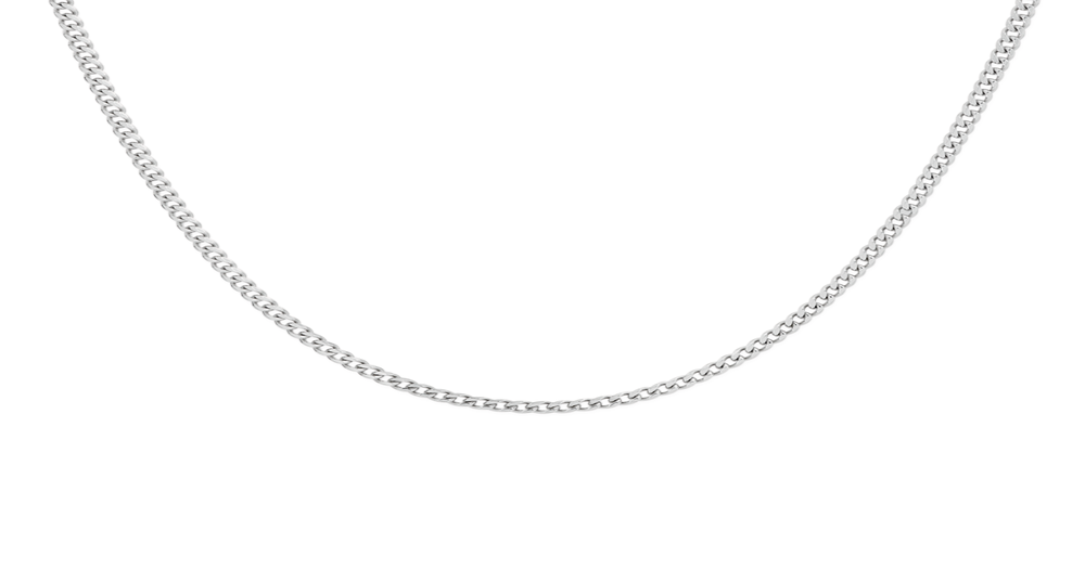 9ct White Gold 45cm Solid Bevelled Curb Chain | Angus & Coote