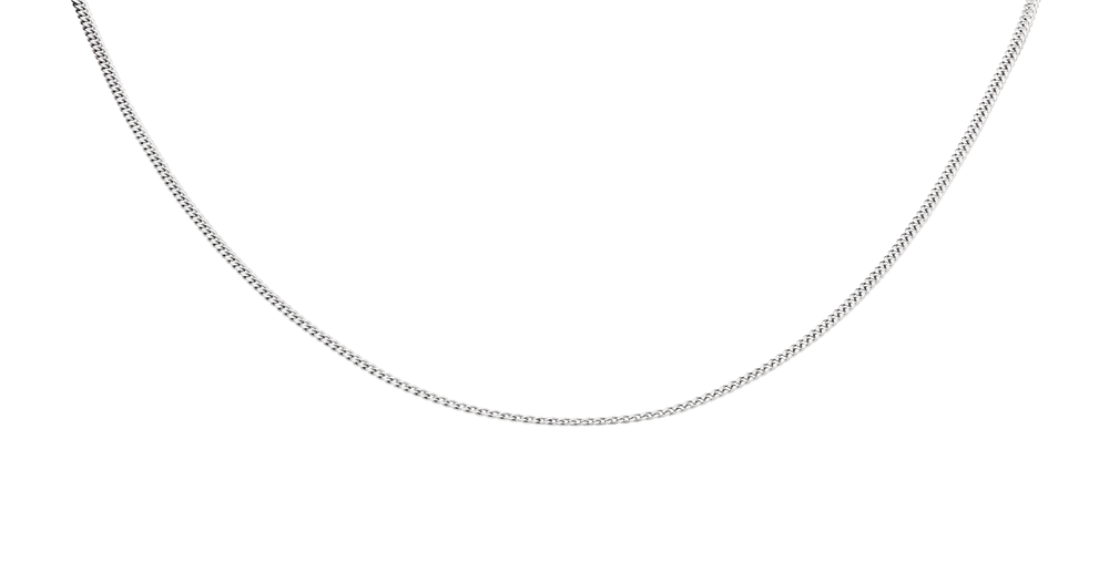 9ct White Gold 51cm Solid Curb Chain | Angus & Coote