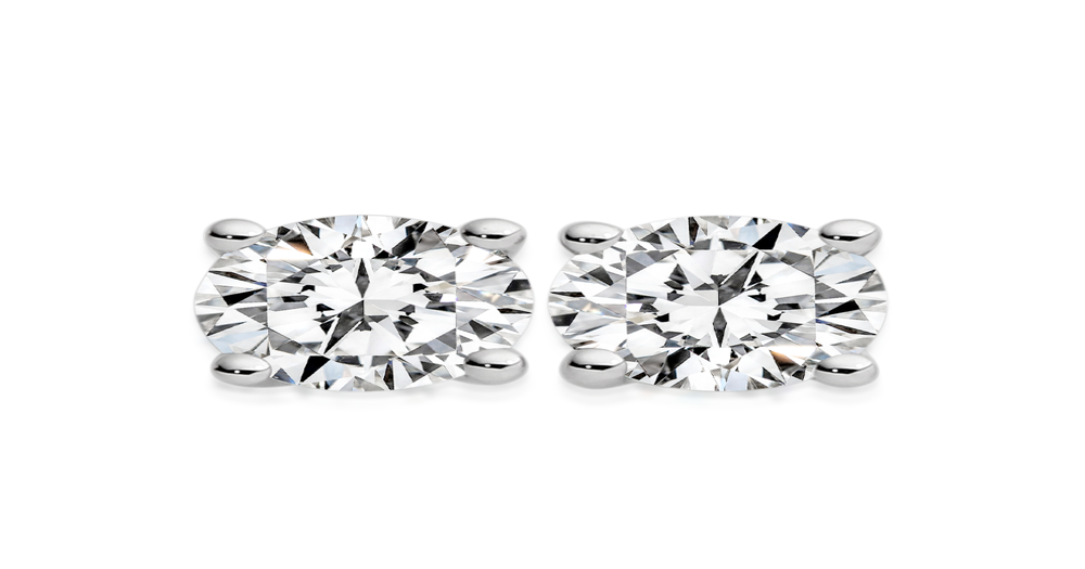 9ct White Gold Cubic Zirconia Stud Earrings in Clear | Angus & Coote
