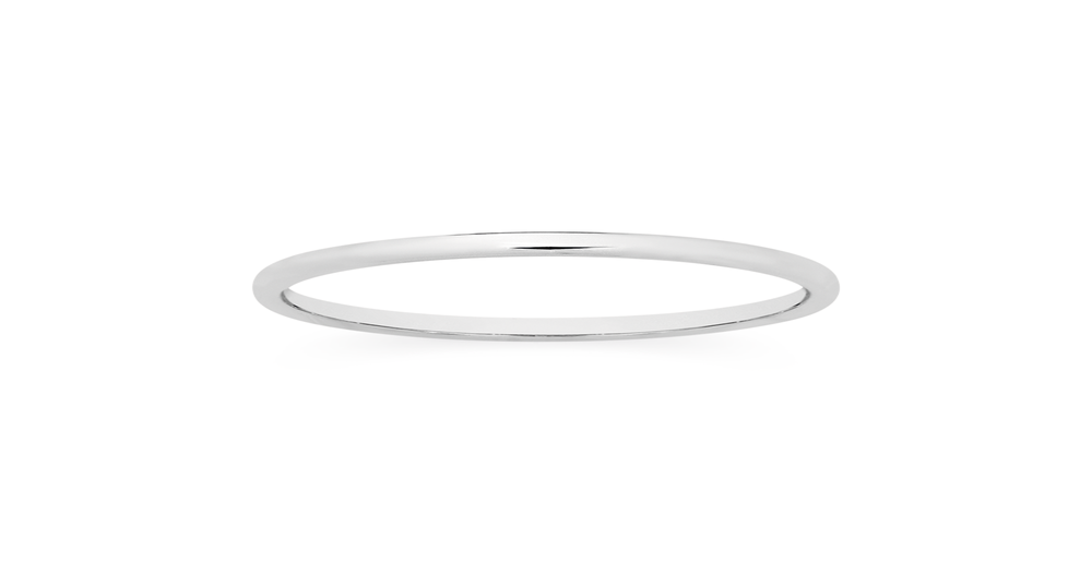9ct White Gold Solid Half Round Polished Stacker Ring | Angus & Coote